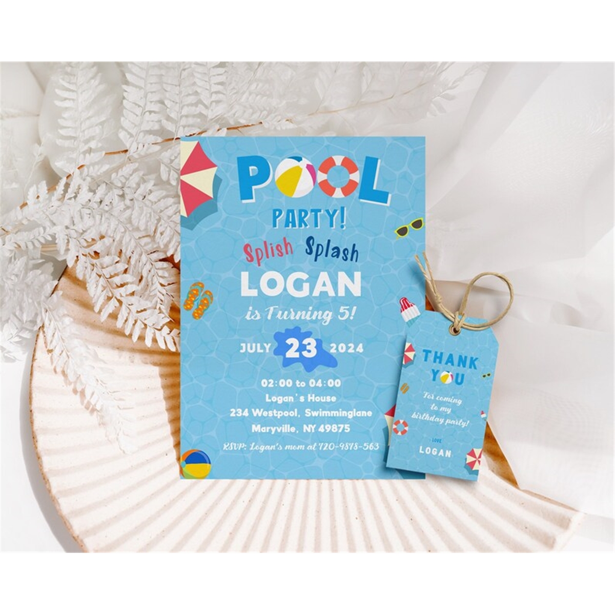 Swimming Pool Birthday Invitation Pool Birthday Party Invite | Inspire ...