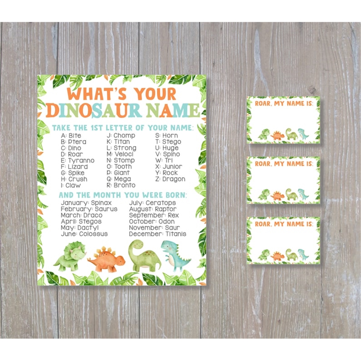What's Your Dinosaur Name Printable, Dinosaur Name Game, Din - Inspire ...