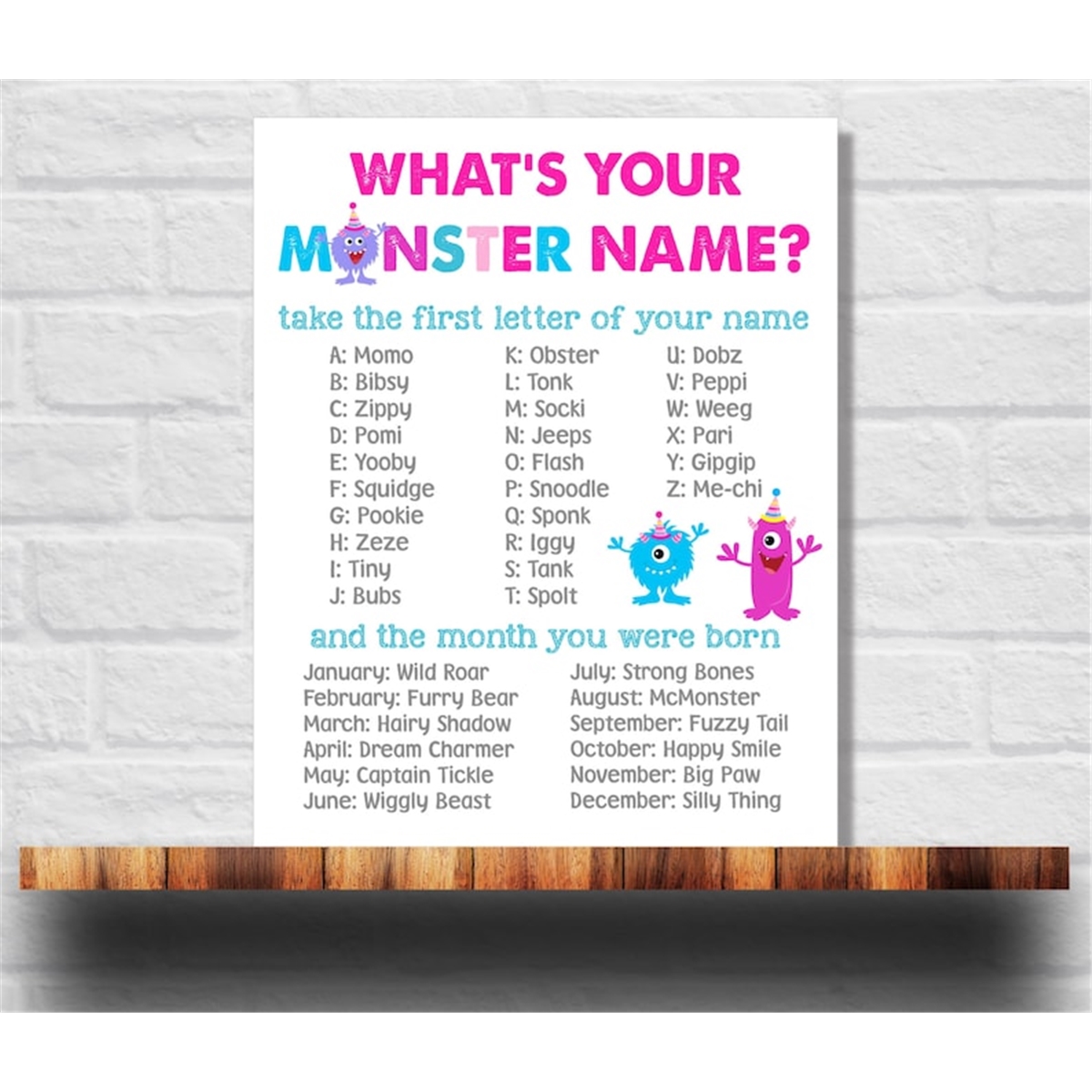 What's Your Monster Name Printable, Monster Name Game, Monst | Inspire ...