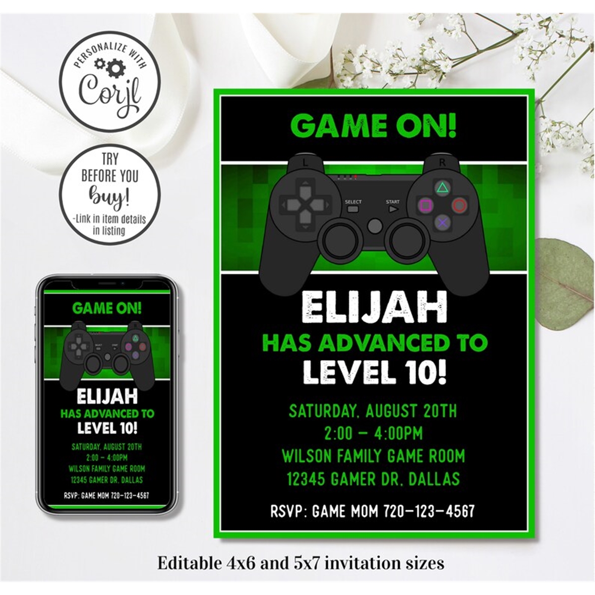 Editable Video Game Invitation, Video Game Birthday Invitati | Inspire ...