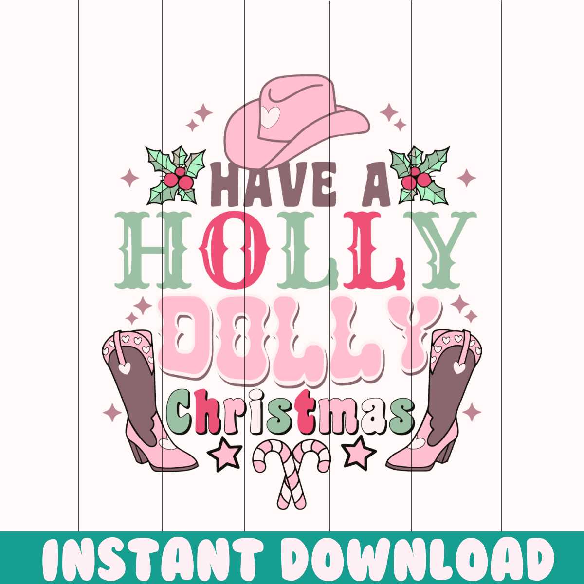 Cowgirl Have A Holly Dolly Christmas SVG File For Cricut | Inspire Uplift