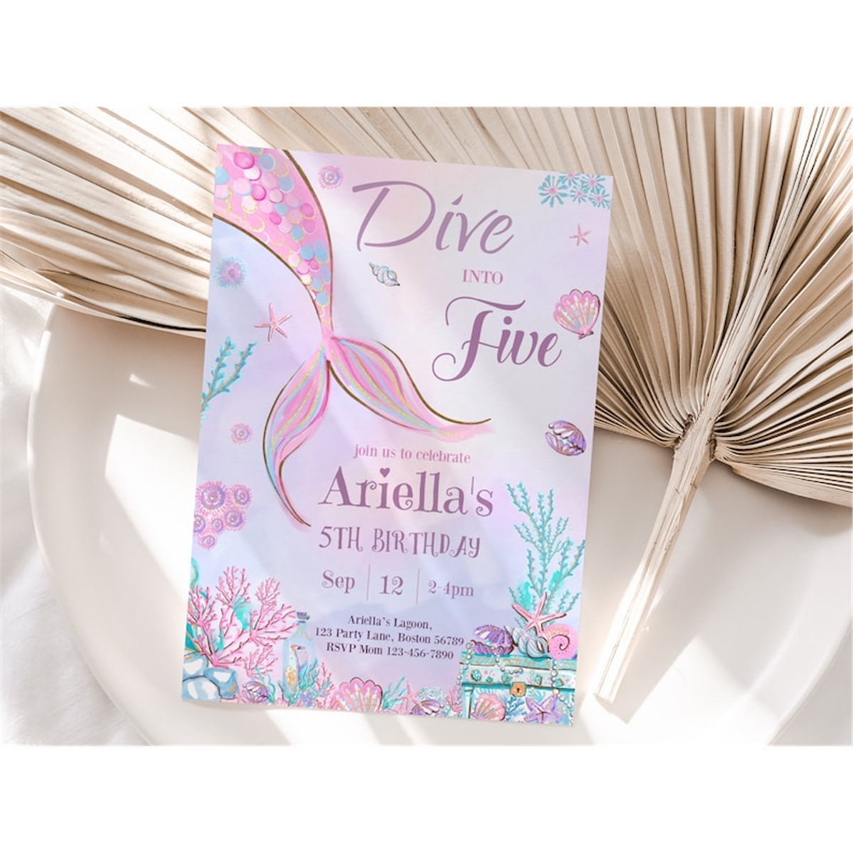 Dive into Five Mermaid Birthday Invitation Mermaid 5th Birth | Inspire ...