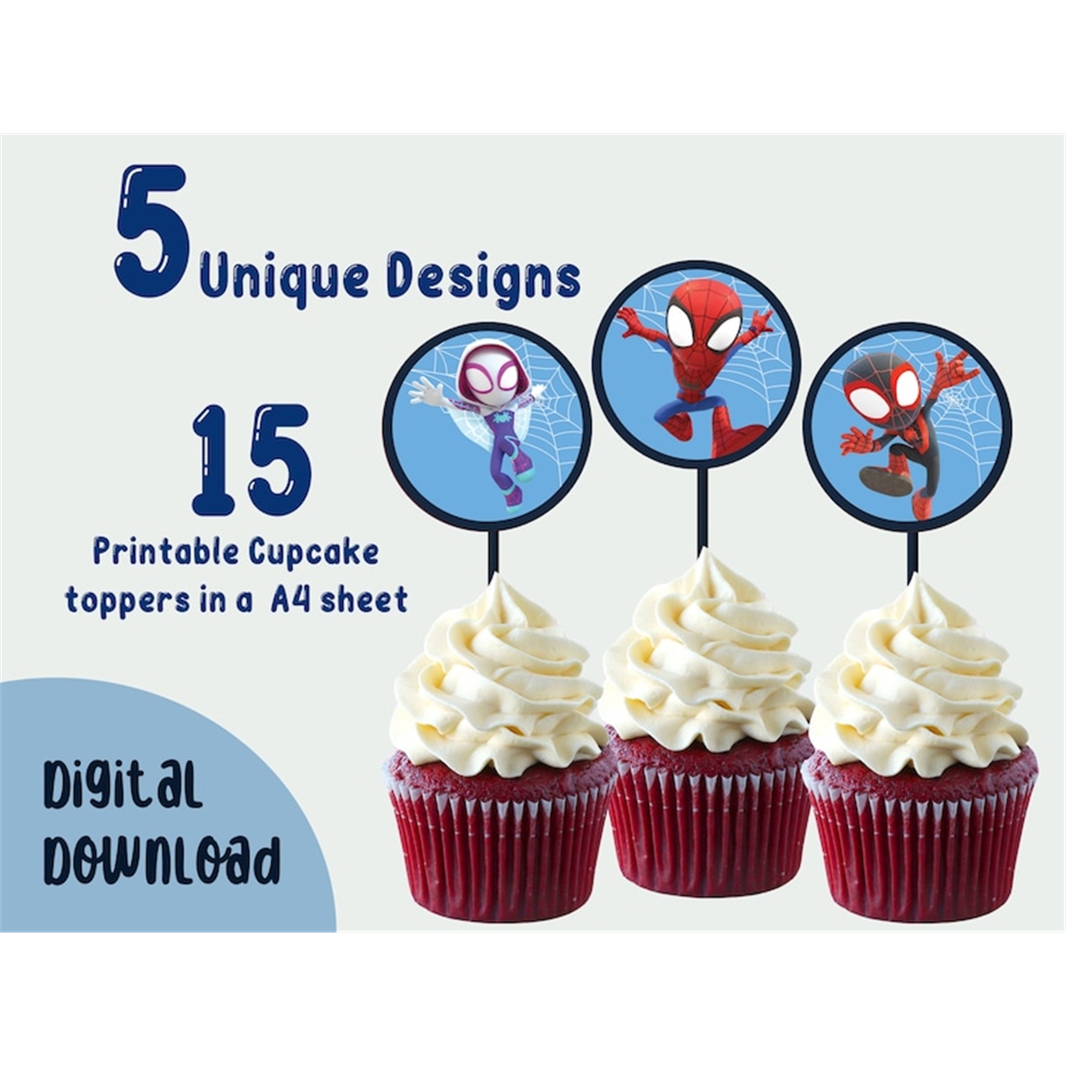 Spidey Cupcake Topper, Spidey and his amazing friends cup ca | Inspire ...