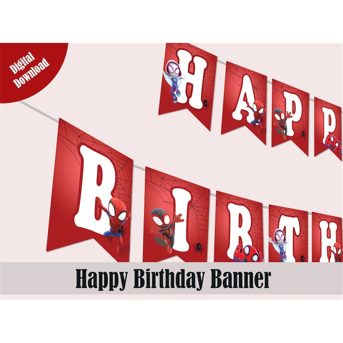 Spidey and his Amazing Friends Birthday Banner, Spidey Happy | Inspire ...