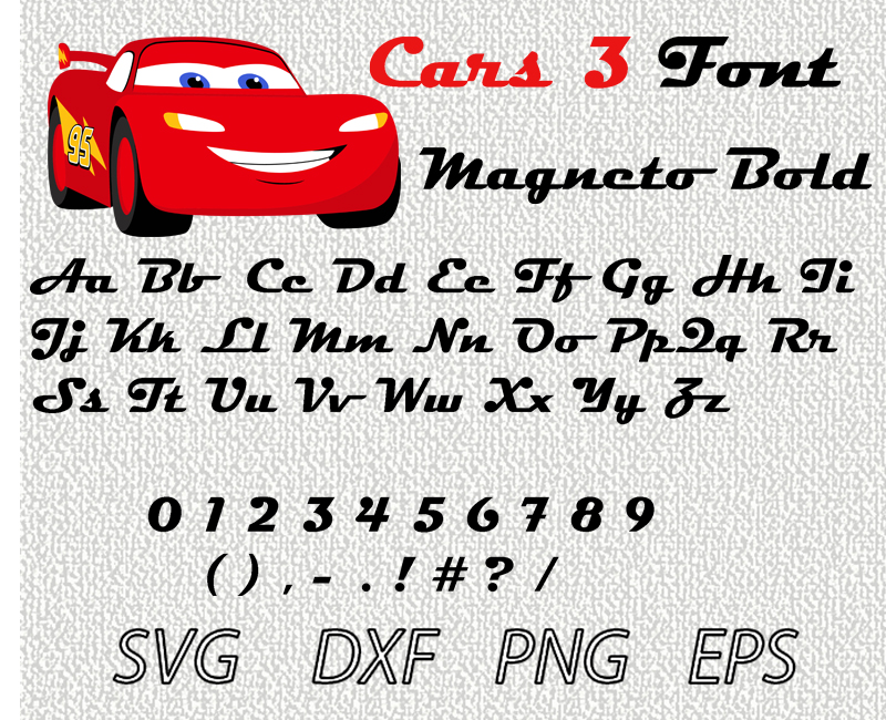 Cars 3 font SVG PNG JPEG DXF Digital Cut Vector Files for - Inspire Uplift