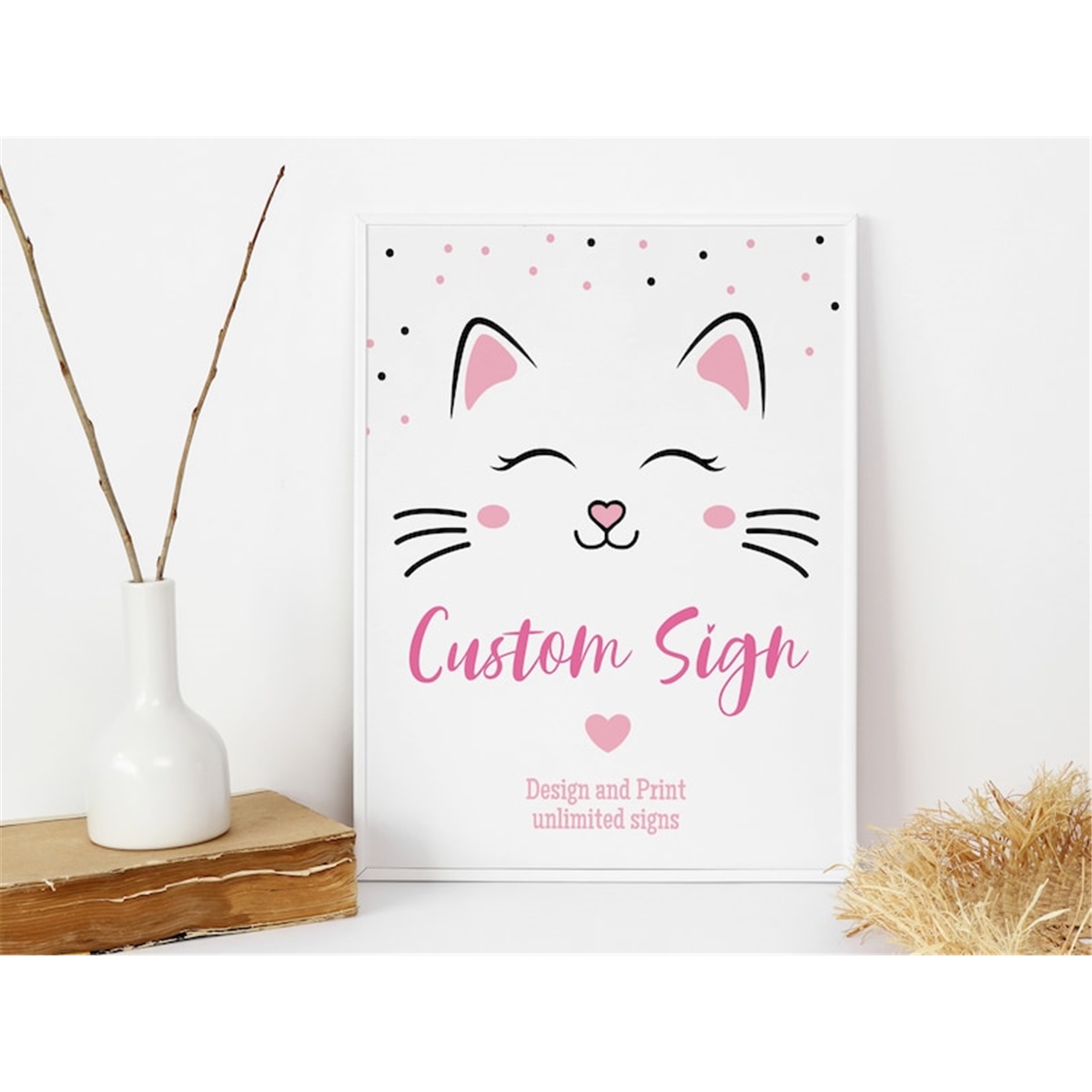 Cat Custom Sign Cat Party Signs Kitten Birthday Sign Kitty D - Inspire ...