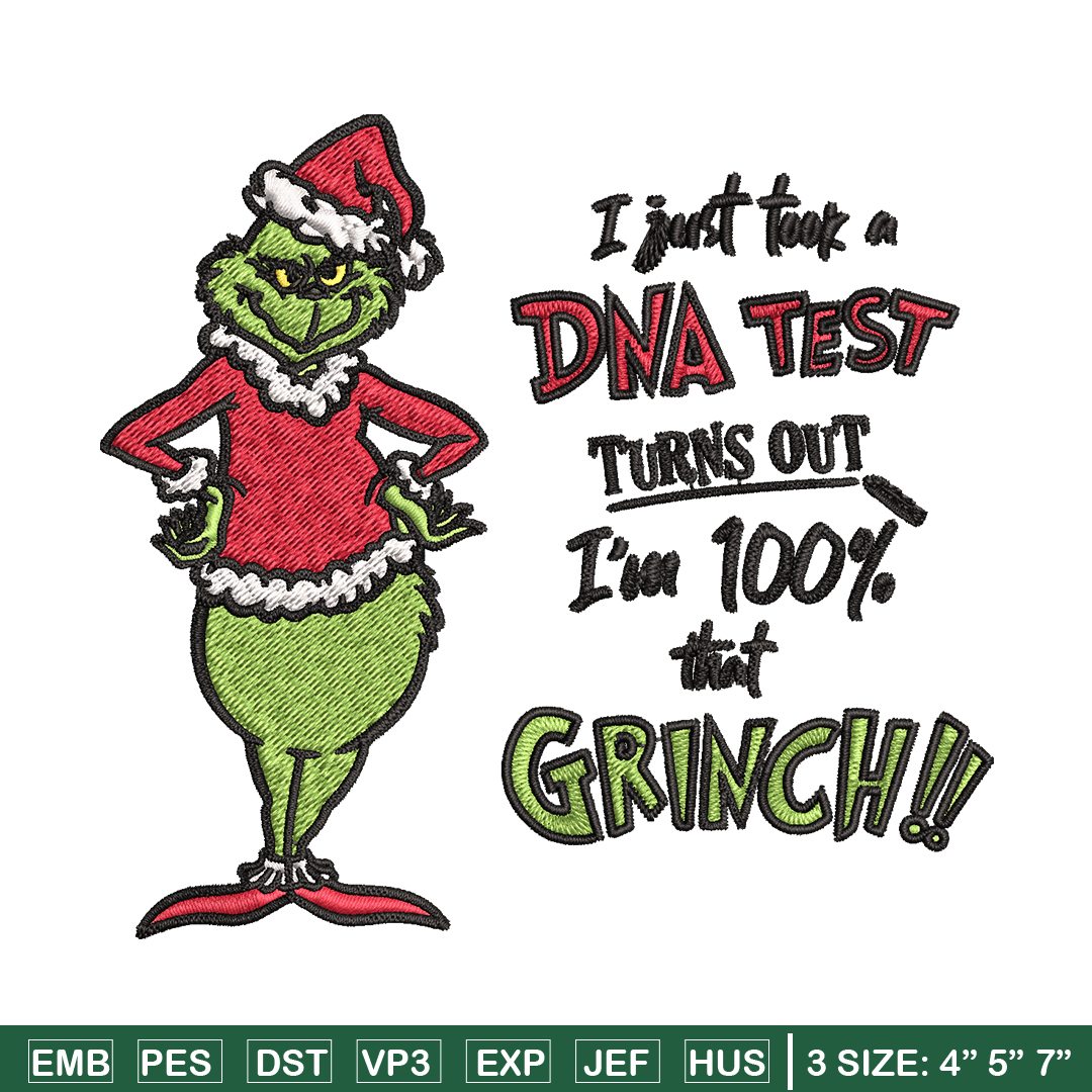 I Just Took A DNA Test Grinch Embroidery design, Grinch chri - Inspire ...