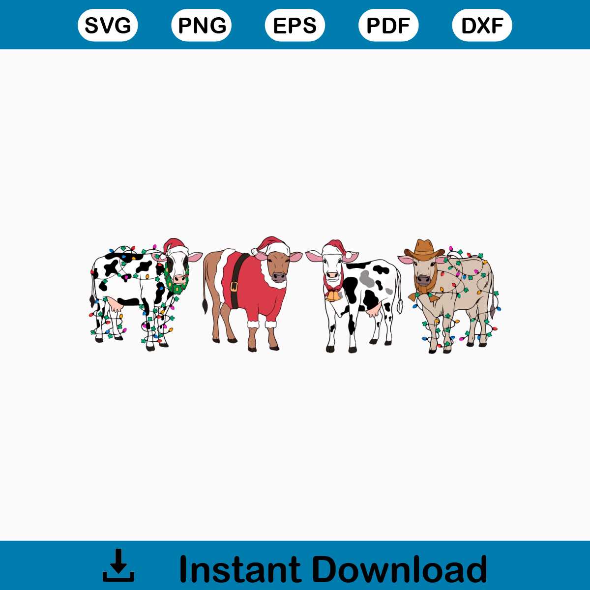 Funny Santa Christmas Cow SVG Graphic Design File - Inspire Uplift