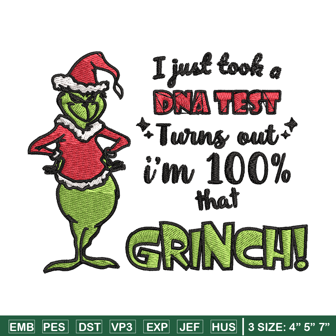 I Just Took A DNA Test Grinch Embroidery design, Grinch chri - Inspire ...