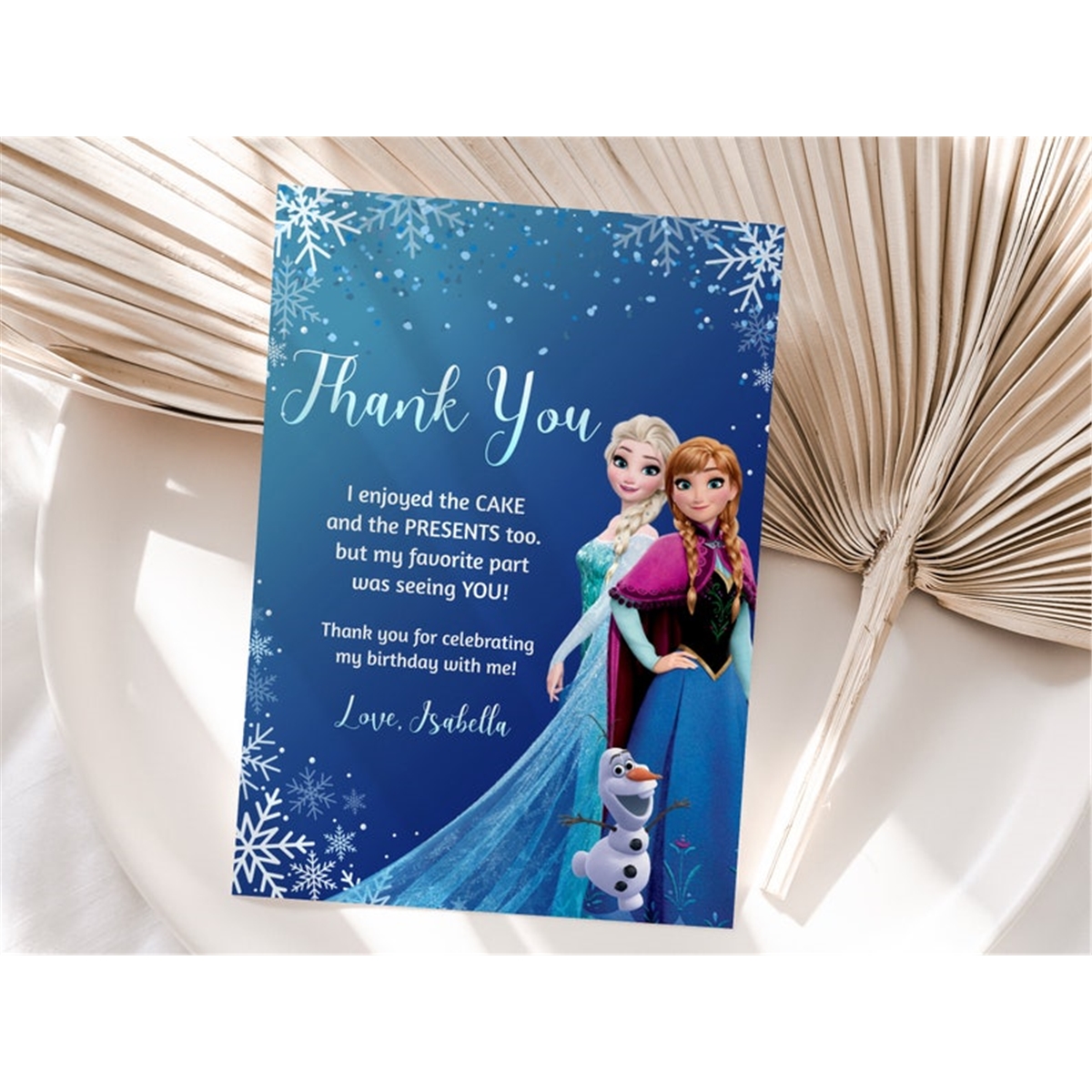 Frozen Thank You Card Frozen Thank You Note Frozen Birthday | Inspire ...