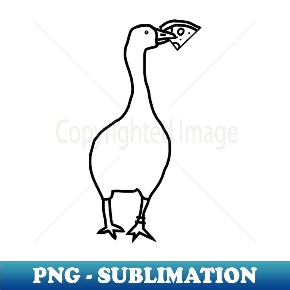 Funny Goose Steals Pizza Minimal Line Drawing - Professional | Inspire ...