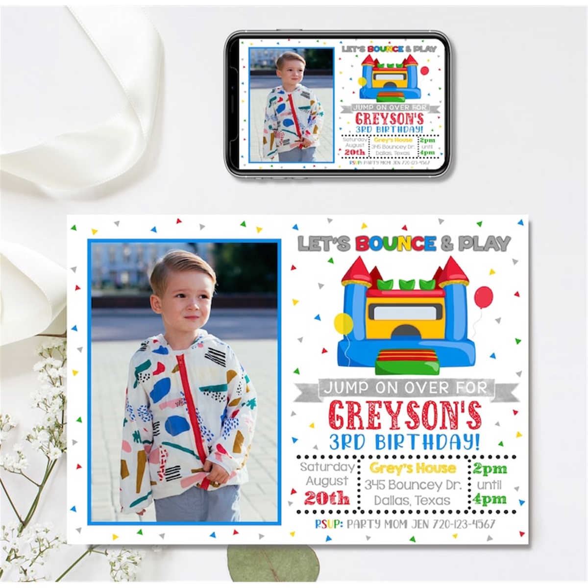 Editable Bounce House Invitation, Bounce Birthday Invitation | Inspire ...