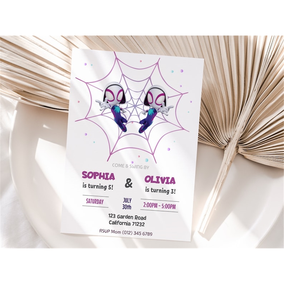 Ghost Spider Joint Birthday Invitation Girls Spidey and his | Inspire ...