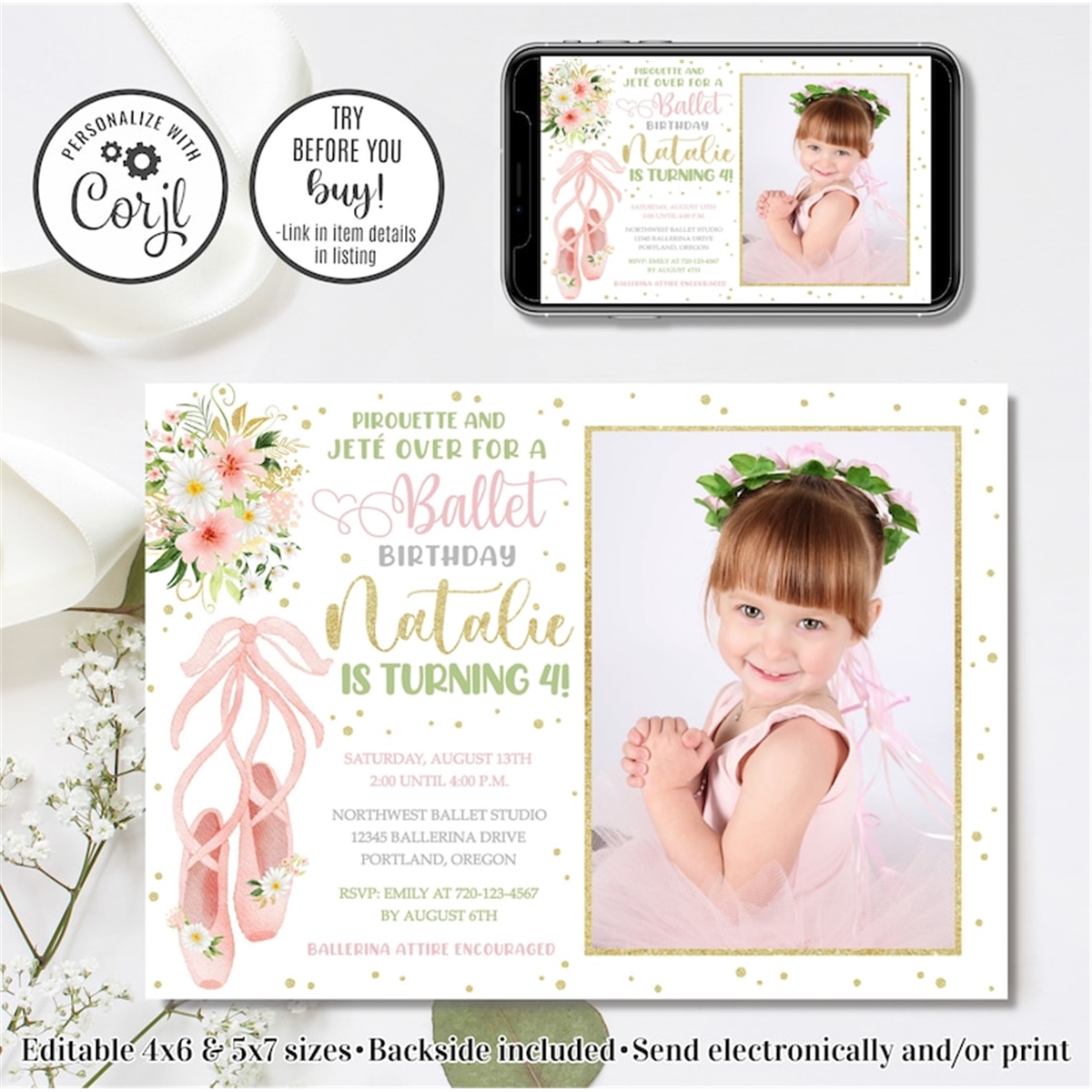 Editable Ballet Invitation, Ballet Birthday Invitation, Danc | Inspire ...