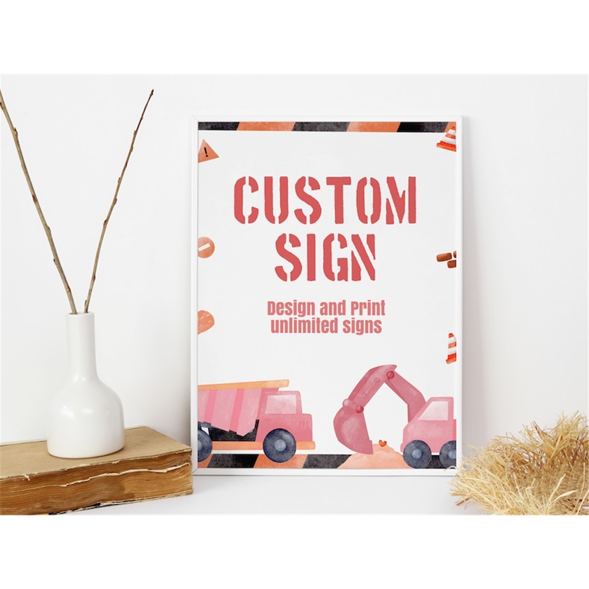 Construction Custom Sign Dump Truck Party Signs Digger Birth - Inspire ...