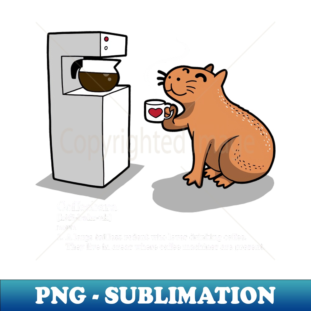 Capybara Drinking Coffee - PNG Transparent Digital Download - Inspire ...