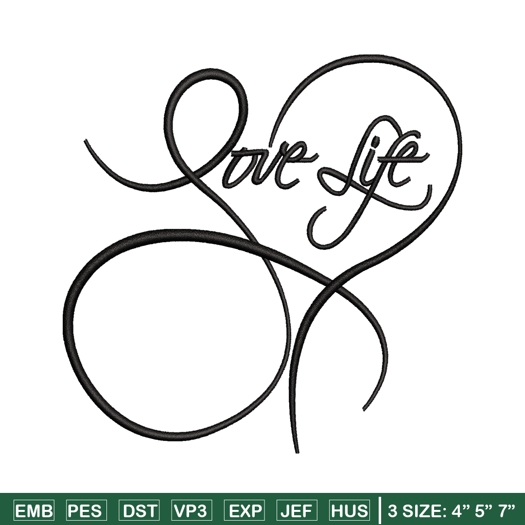 Love life logo embroidery design, Love life logo embroidery, | Inspire ...
