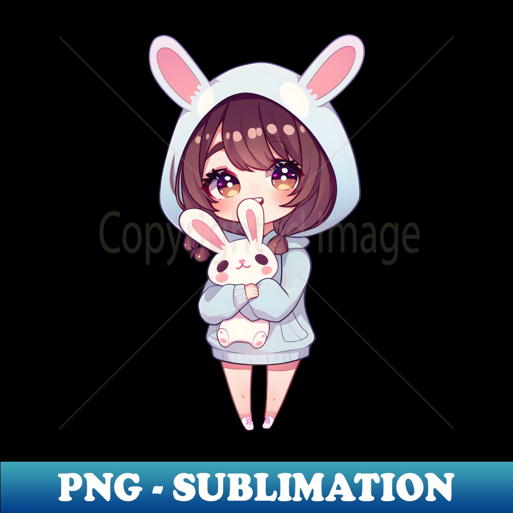 Cute Anime Girl With Bunny - Premium PNG Sublimation File - - Inspire ...