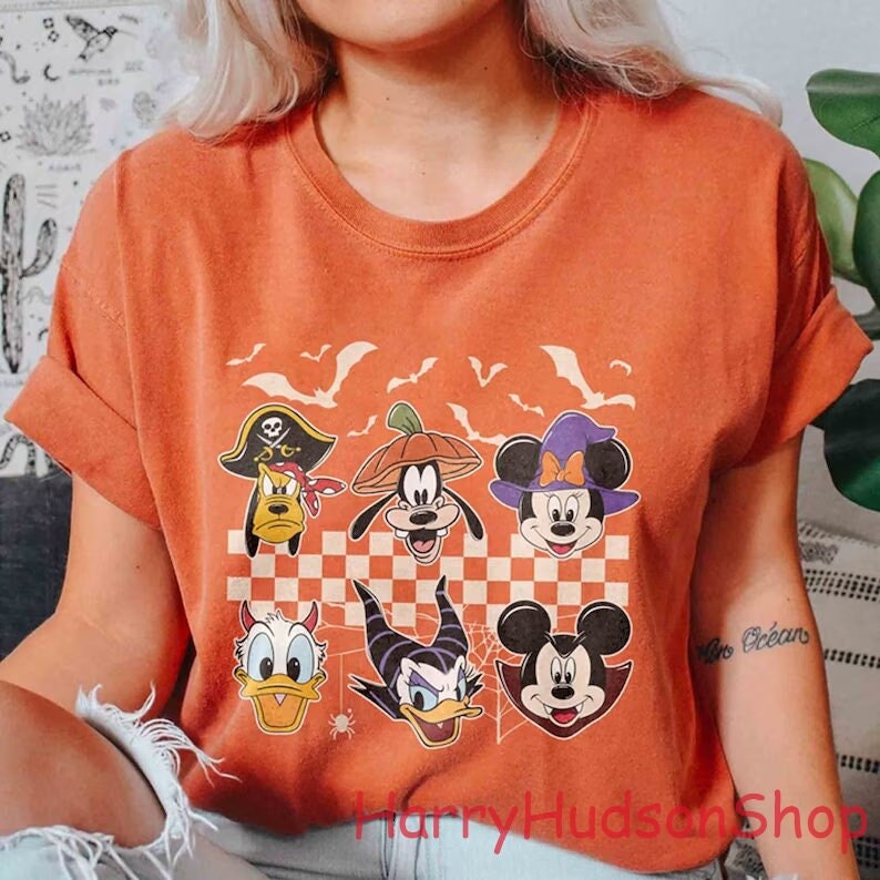 Retro Disney Halloween Checkered Shirt Png, Mickey and Frien | Inspire ...