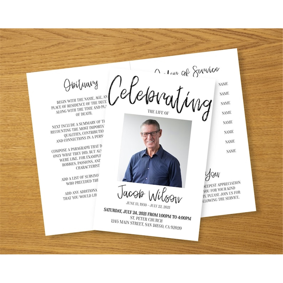 Simple Funeral Program Template, Funeral Program Template fo | Inspire ...