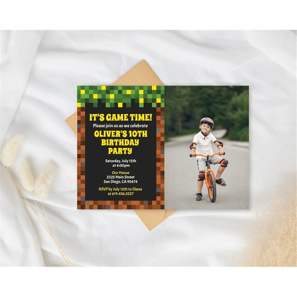 Photo Pixelated Invitation, Video Game Invitation, Pixel Bir | Inspire ...