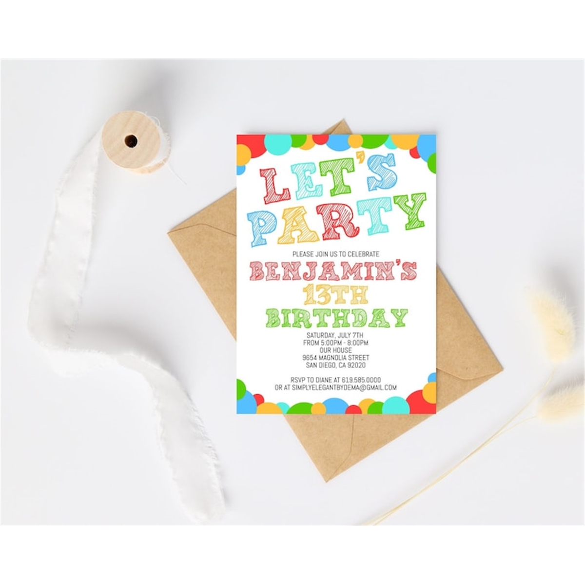 Simple Colorful Confetti Birthday Invitation Template, ANY A | Inspire ...