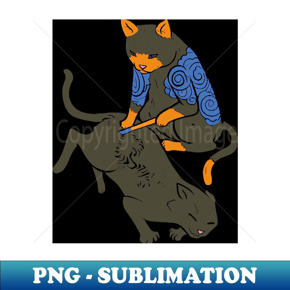 Cat inking Tiger on Cat Irezumi Tattoo Artist Catlover Gift | Inspire ...