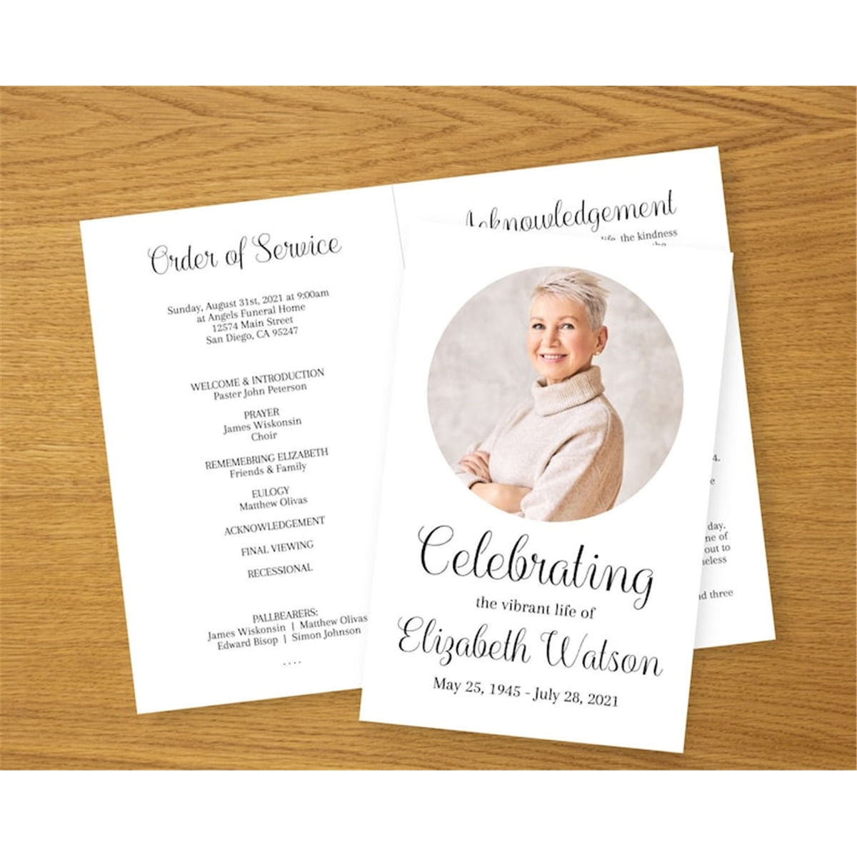 Simple Funeral Program Template, Funeral Program Template fo | Inspire ...