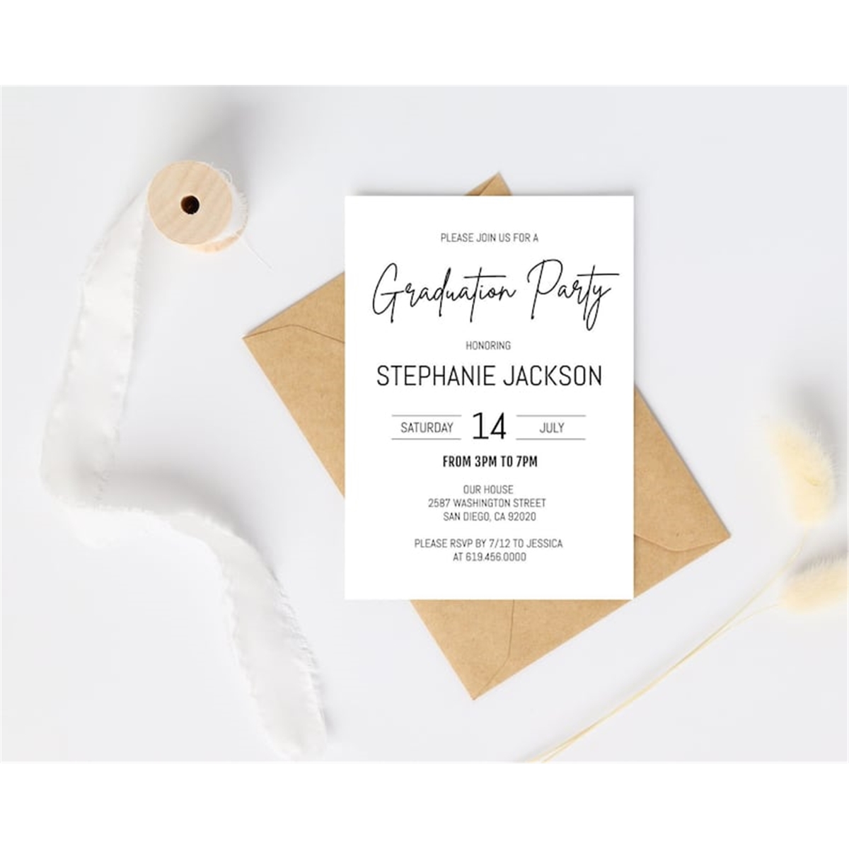 Minimalist Graduation Announcement, Graduation Party Invitat | Inspire ...