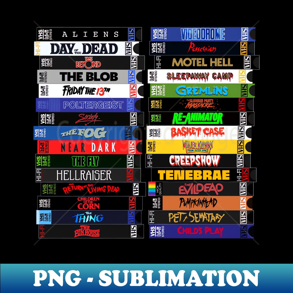 VHS 80s Horror Movie Stacks - Digital Sublimation Download F | Inspire ...