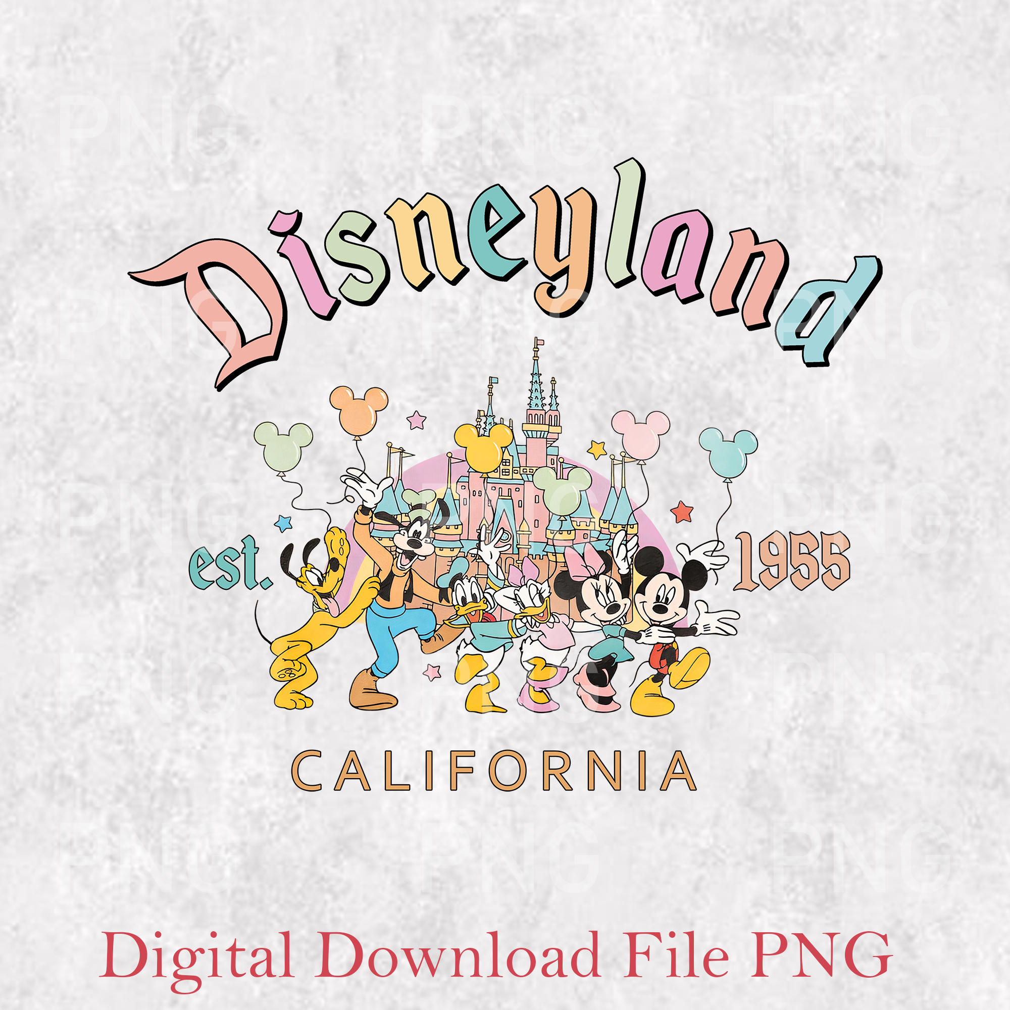 Vintage Disneyland Est California 1955 PNG, Disneyland Famil - Inspire ...