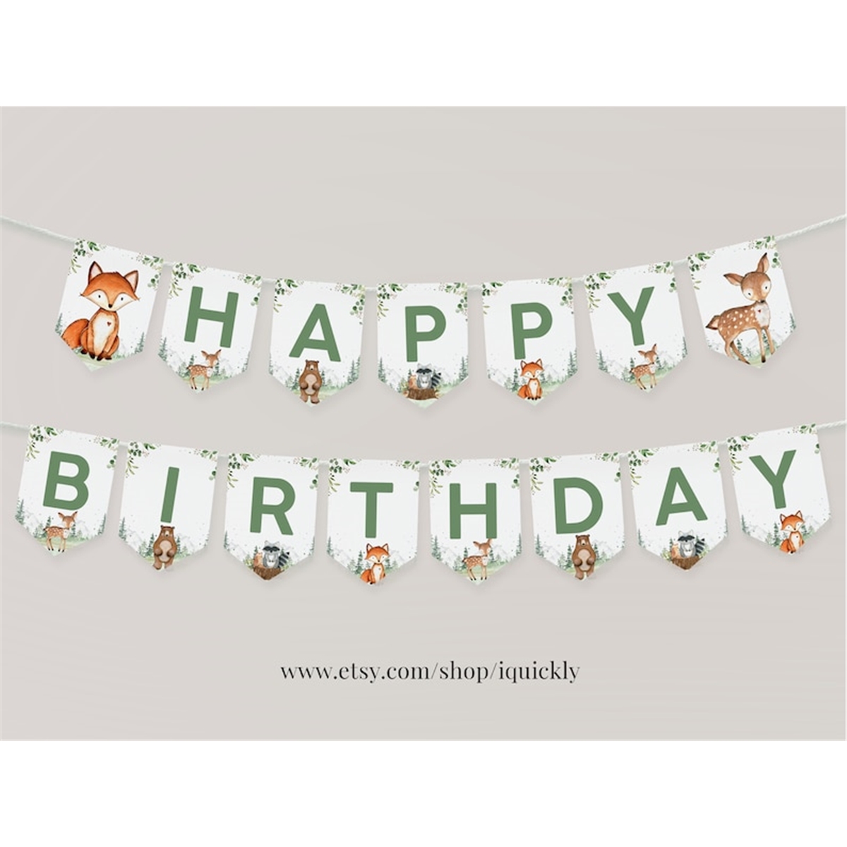 EDITABLE Woodland Banner Birthday Banner Woodland animals Pr | Inspire ...