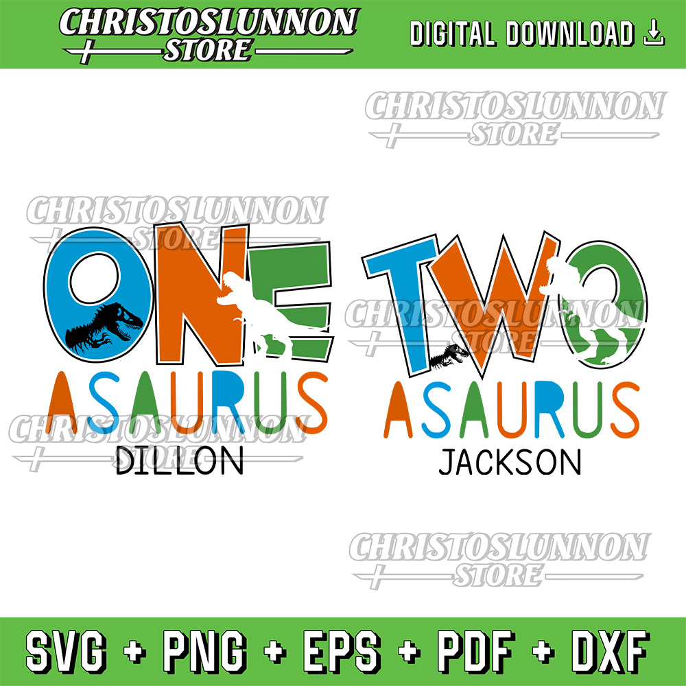 One Two Asaurus Personalized Name For Birthday Kids SVG/PNG, | Inspire ...