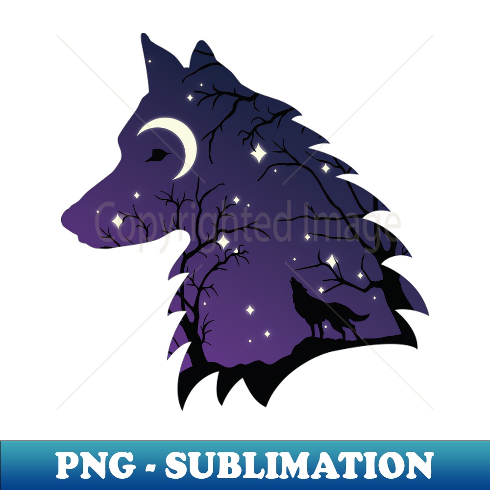 Wolf Head Night Sky - PNG Transparent Sublimation Design - C - Inspire ...