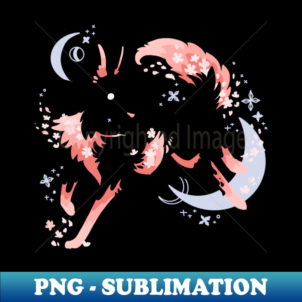 Cherry Blossom Wolf Drawing - Instant PNG Sublimation Downlo - Inspire ...