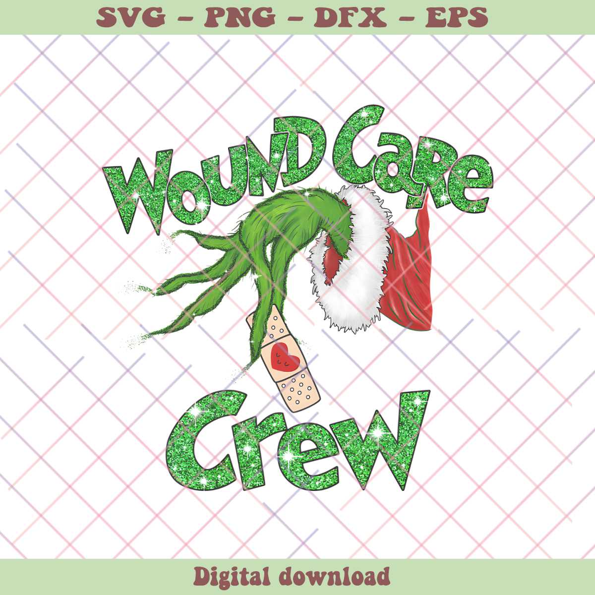 Wound Care Crew Christmas Grinch Hand PNG Download | Inspire Uplift