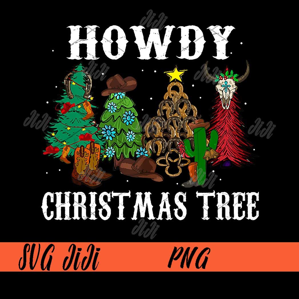 Howdy Christmas Tree PNG, Retro Western Cowboy PNG, Xmas Tre - Inspire ...