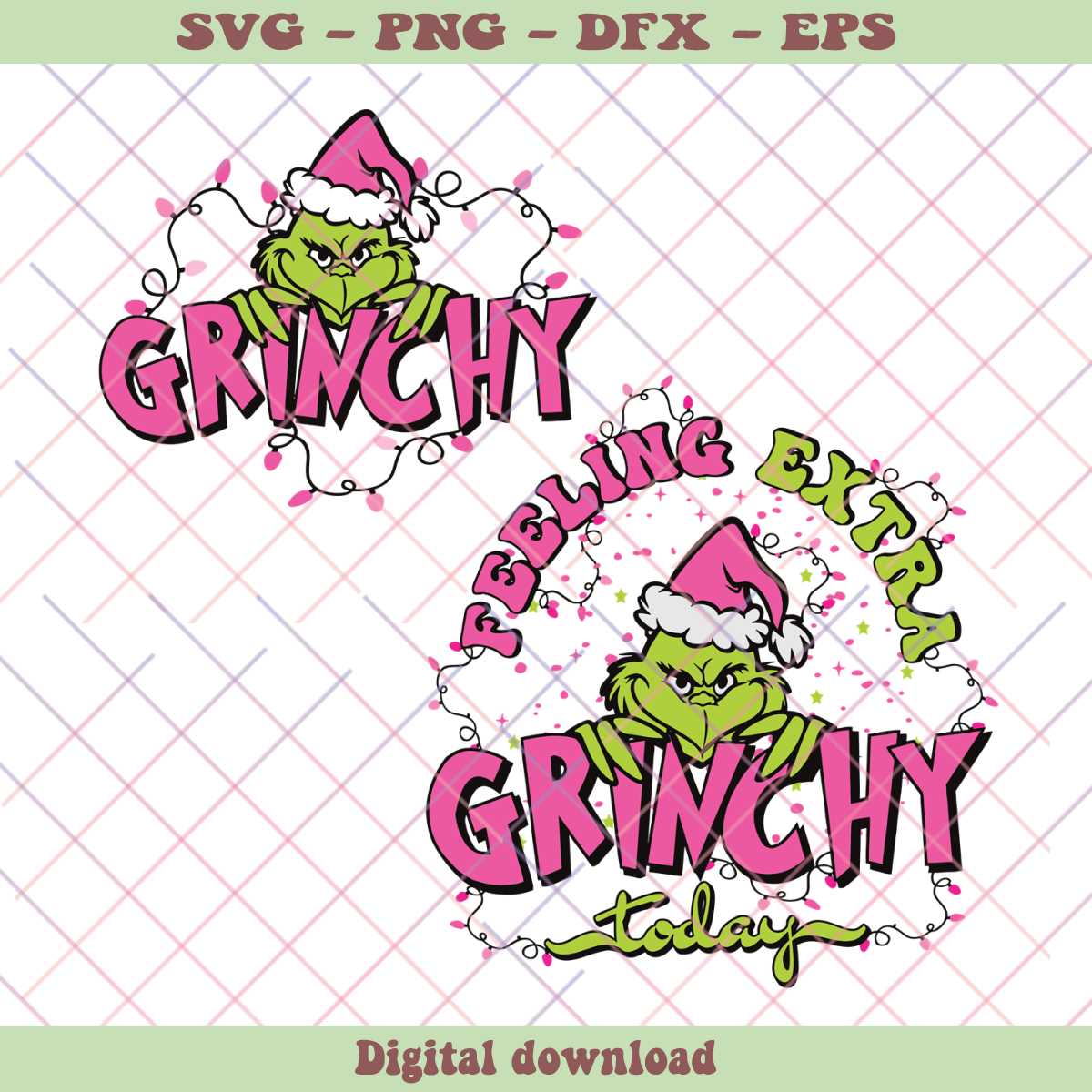 Pink Grinchmas Feeling Extra Grinchy Today SVG Download | Inspire Uplift