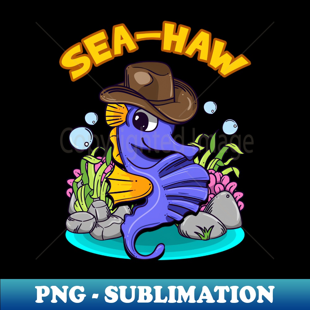 Seahorse Cowboy Sea Haw Funny Humor - Premium Sublimation Di | Inspire ...