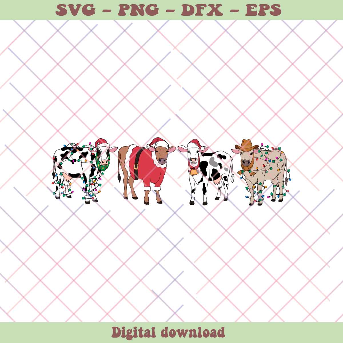 Funny Santa Christmas Cow SVG Graphic Design File - Inspire Uplift