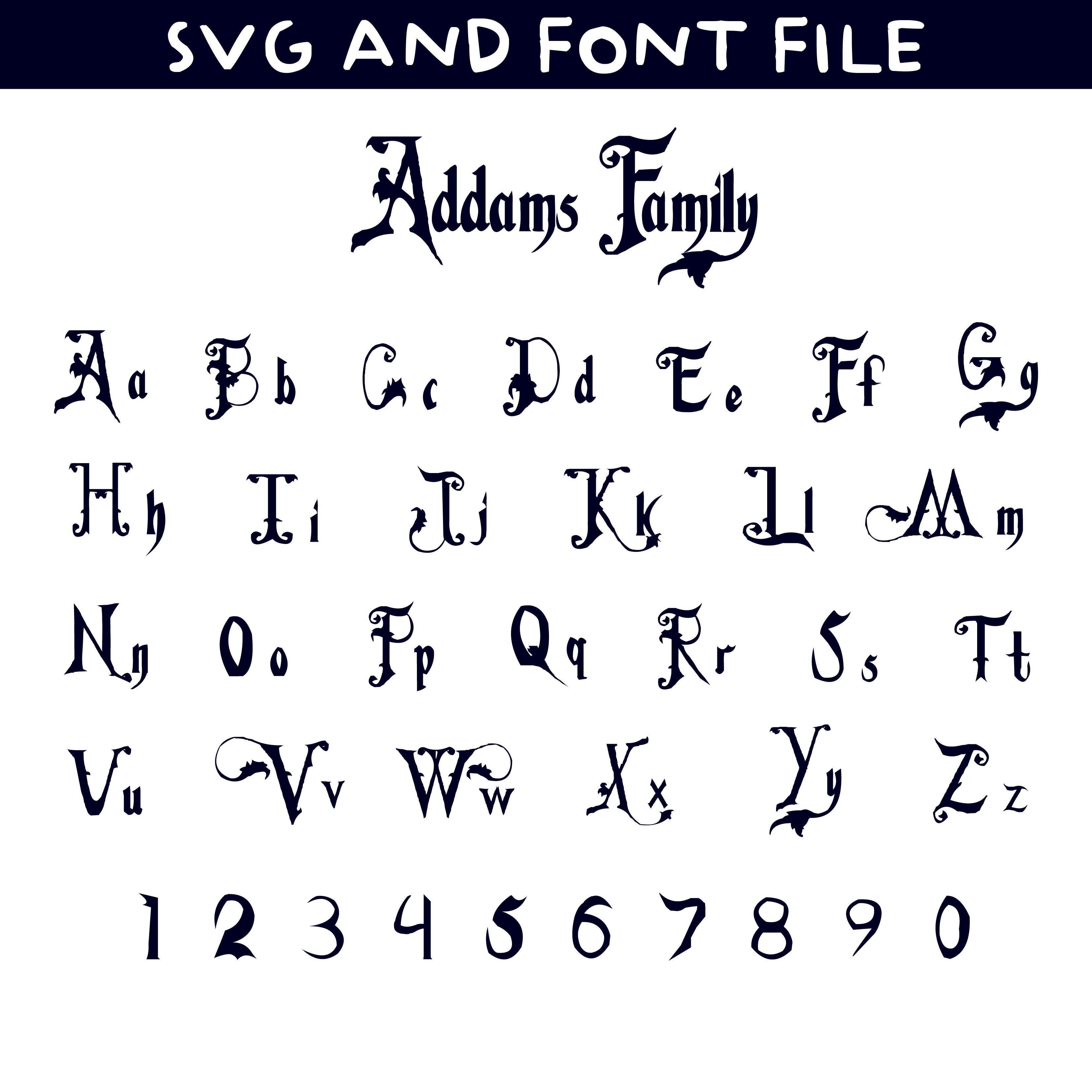 Addam's Family Font, Svg, Ttf, Eps, Png, Ai - Inspire Uplift
