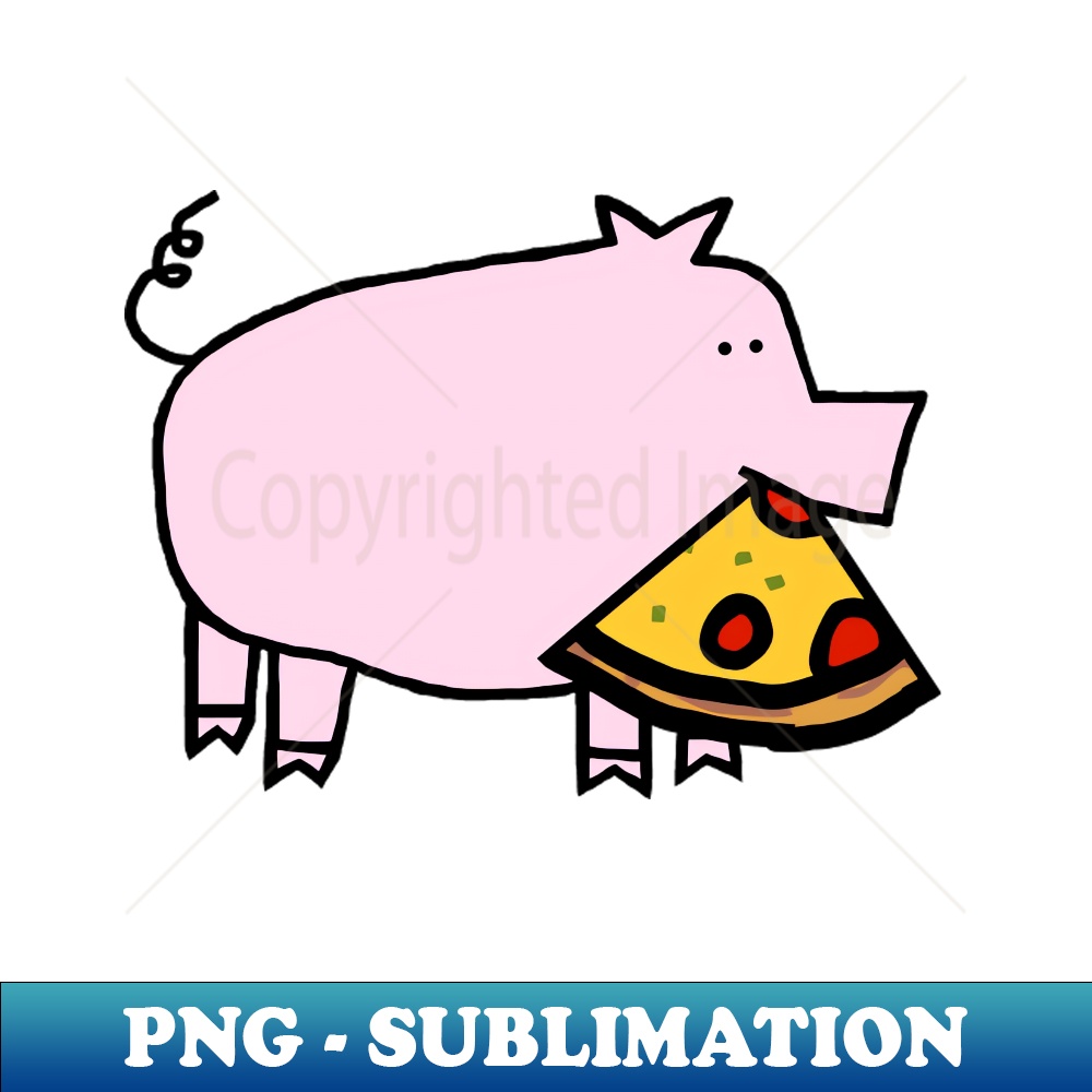 Cute Pink Pig with Pepperoni Pizza Slice in Mouth - Exclusiv - Inspire ...