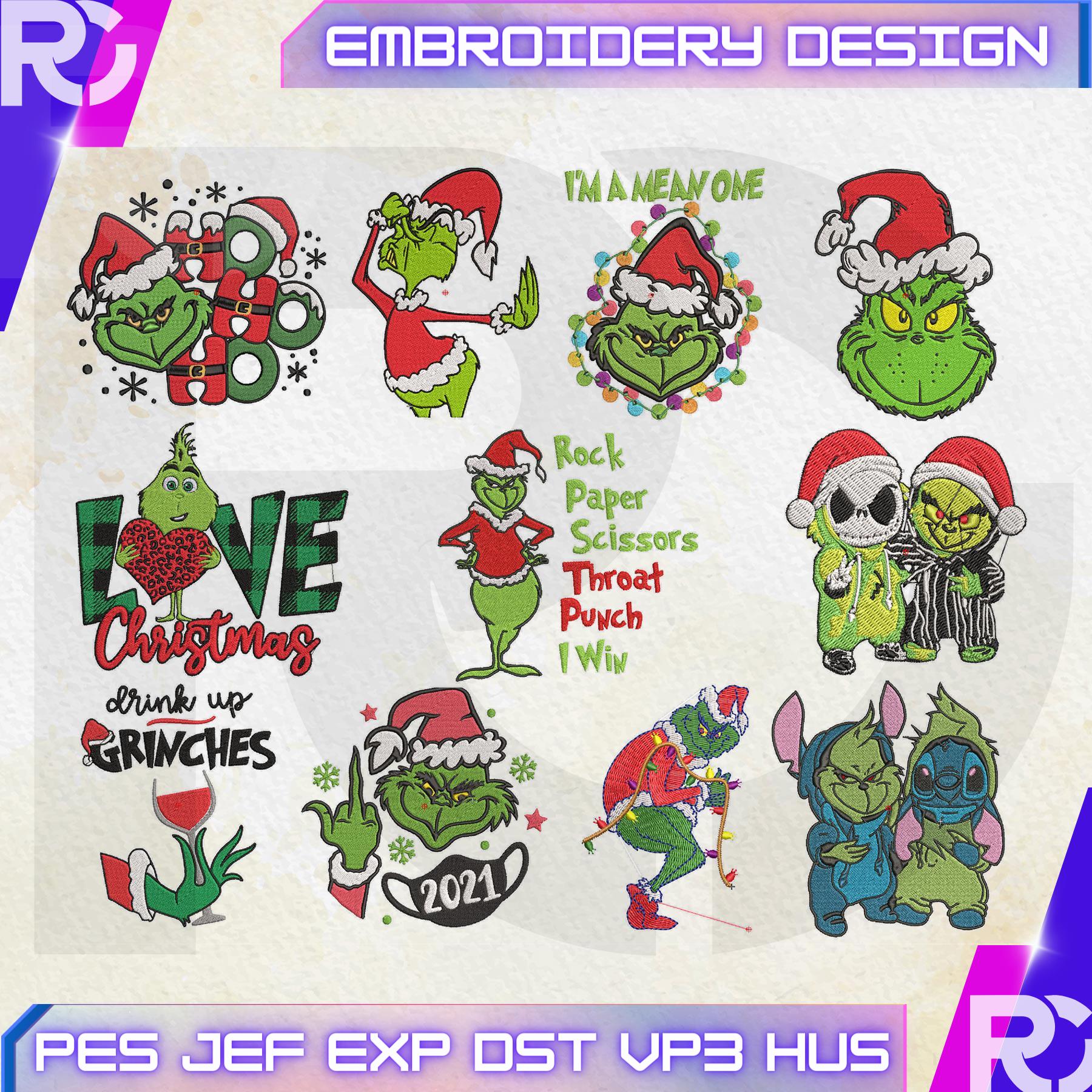 Grinch Embroidery Designs, Grinch Christmas Bundle Embroider | Inspire ...
