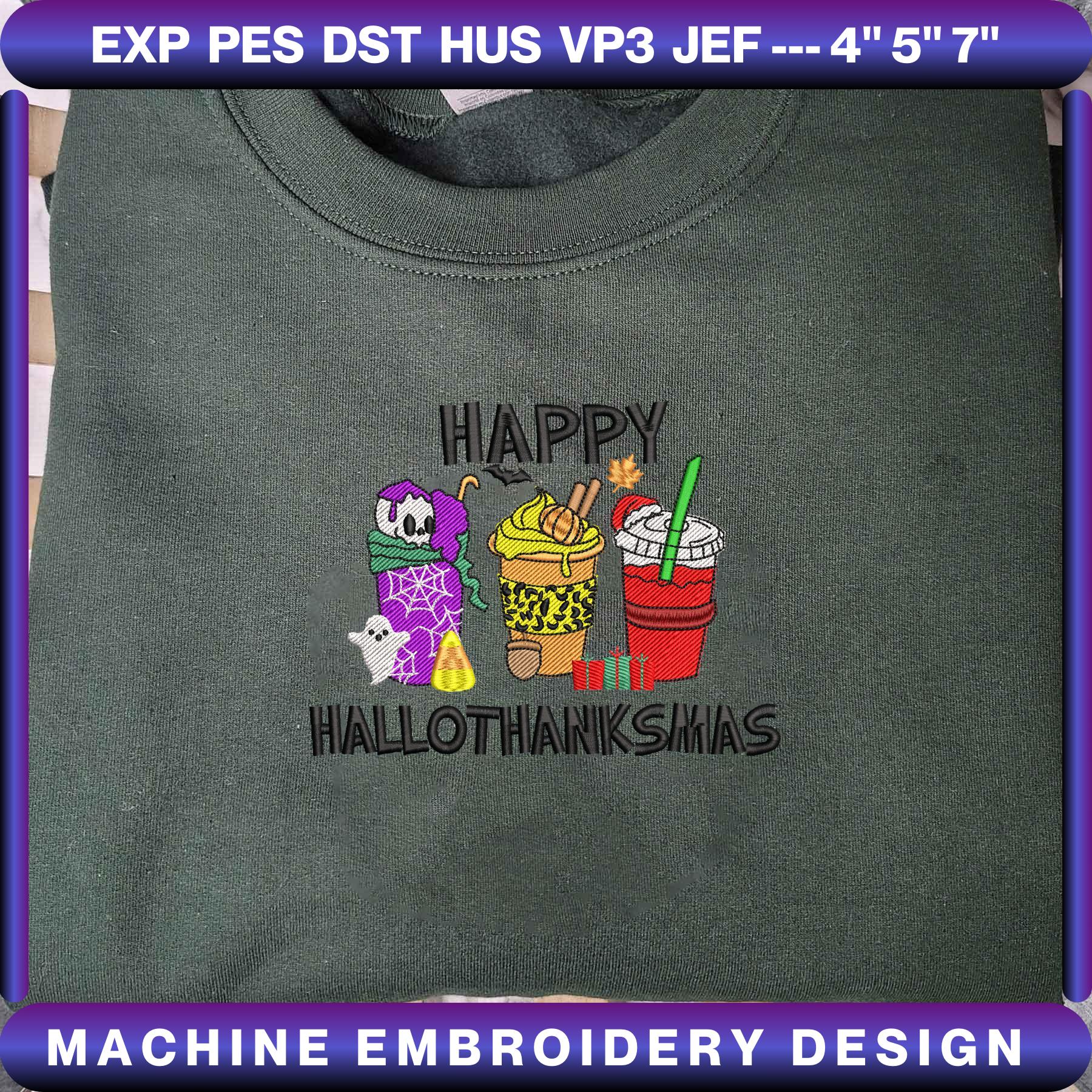 Hallothanksmas Embroidery Machine Design, Fall Halloween Chr | Inspire ...