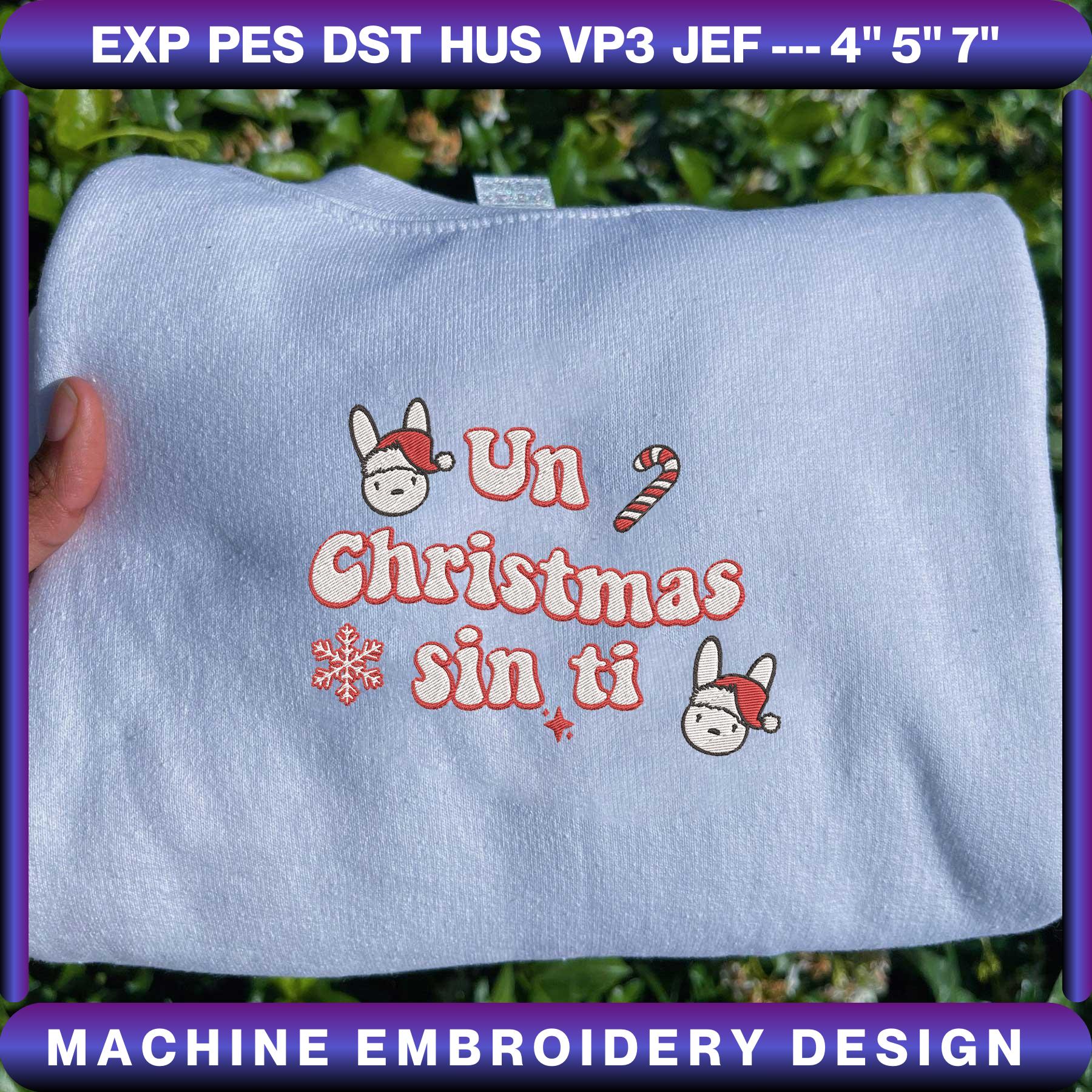 Bad Bunny Embroidery Designs, Un Christmas Sin Ti Embroidery | Inspire ...