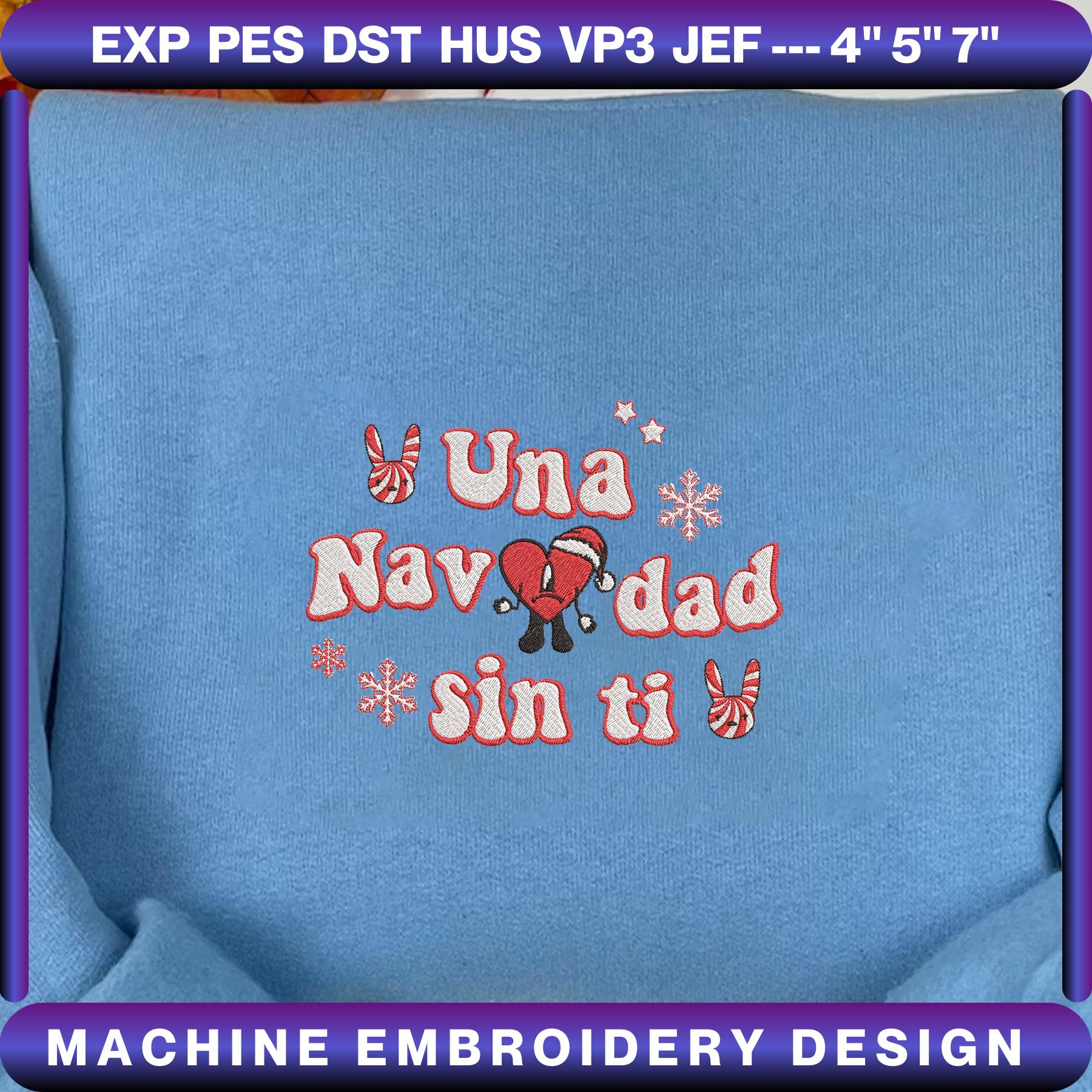 Christmas Bad Bunny Embroidery, Christmas Embroidery Designs | Inspire ...