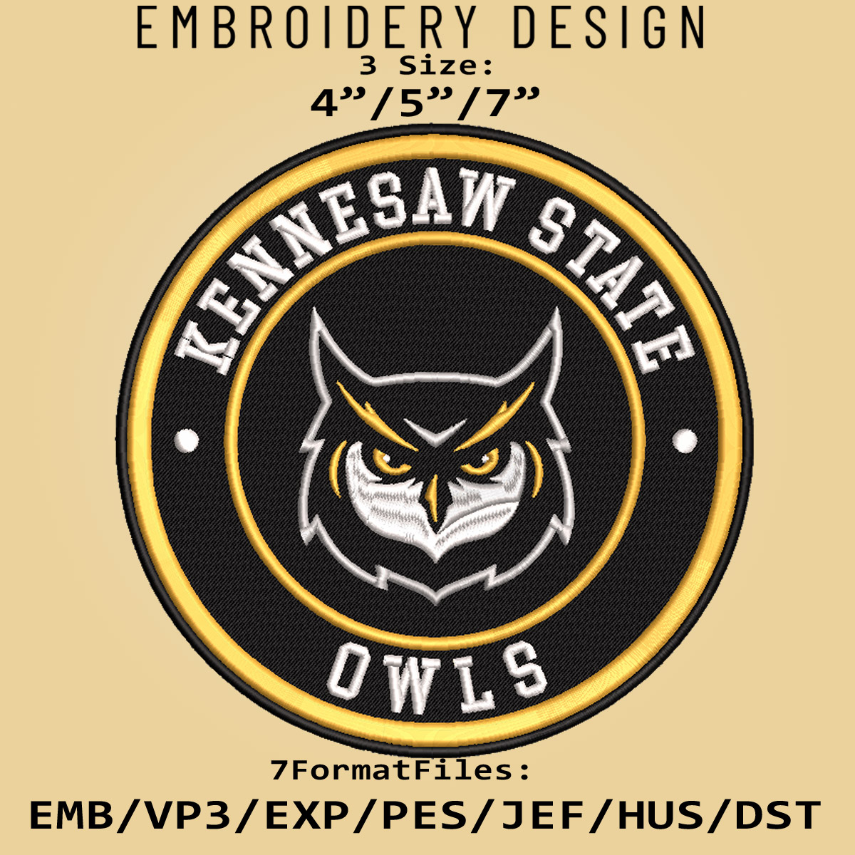 NCAA Logo Kennesaw State Owls, Embroidery design, Embroidery | Inspire ...