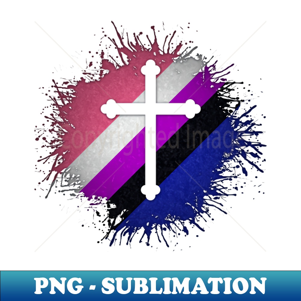 Paint Splatter Gender Fluid Pride Flag Cross Symbol - Premiu - Inspire ...
