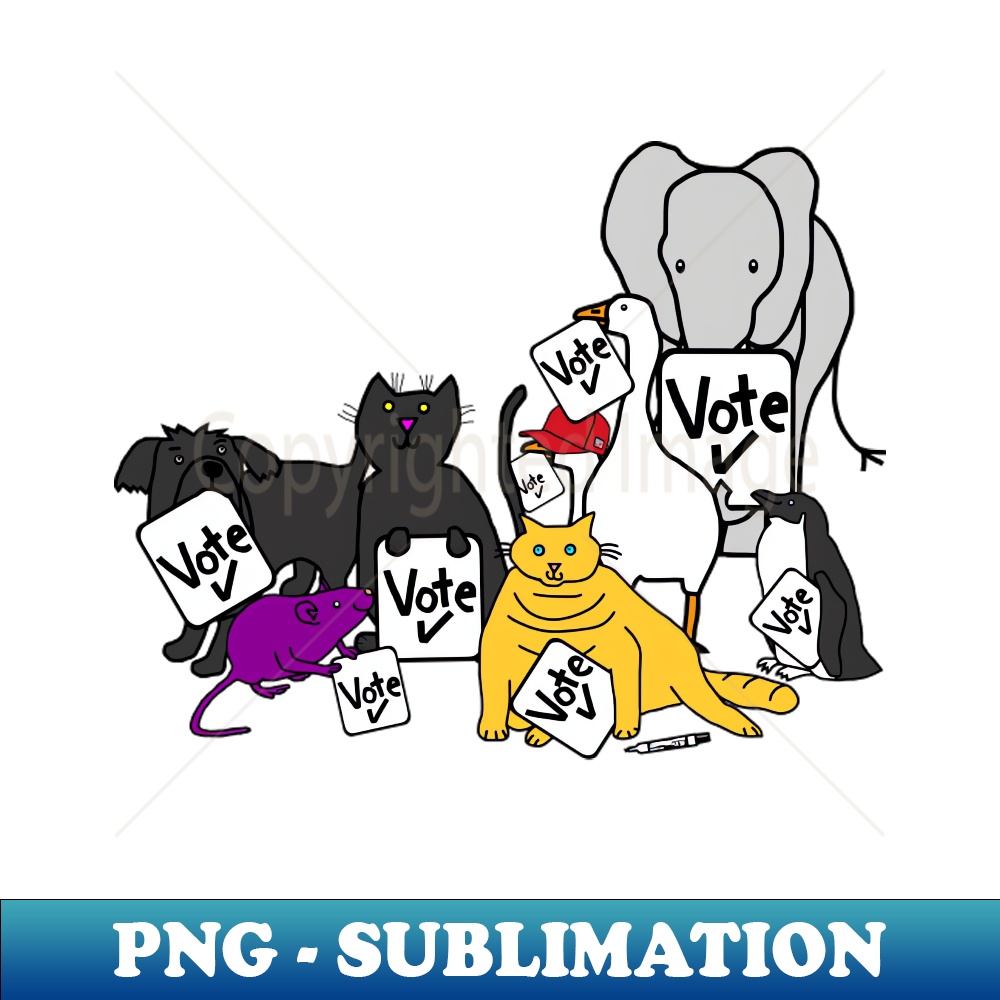 Animals with Vote Signs - PNG Transparent Digital Download F - Inspire ...