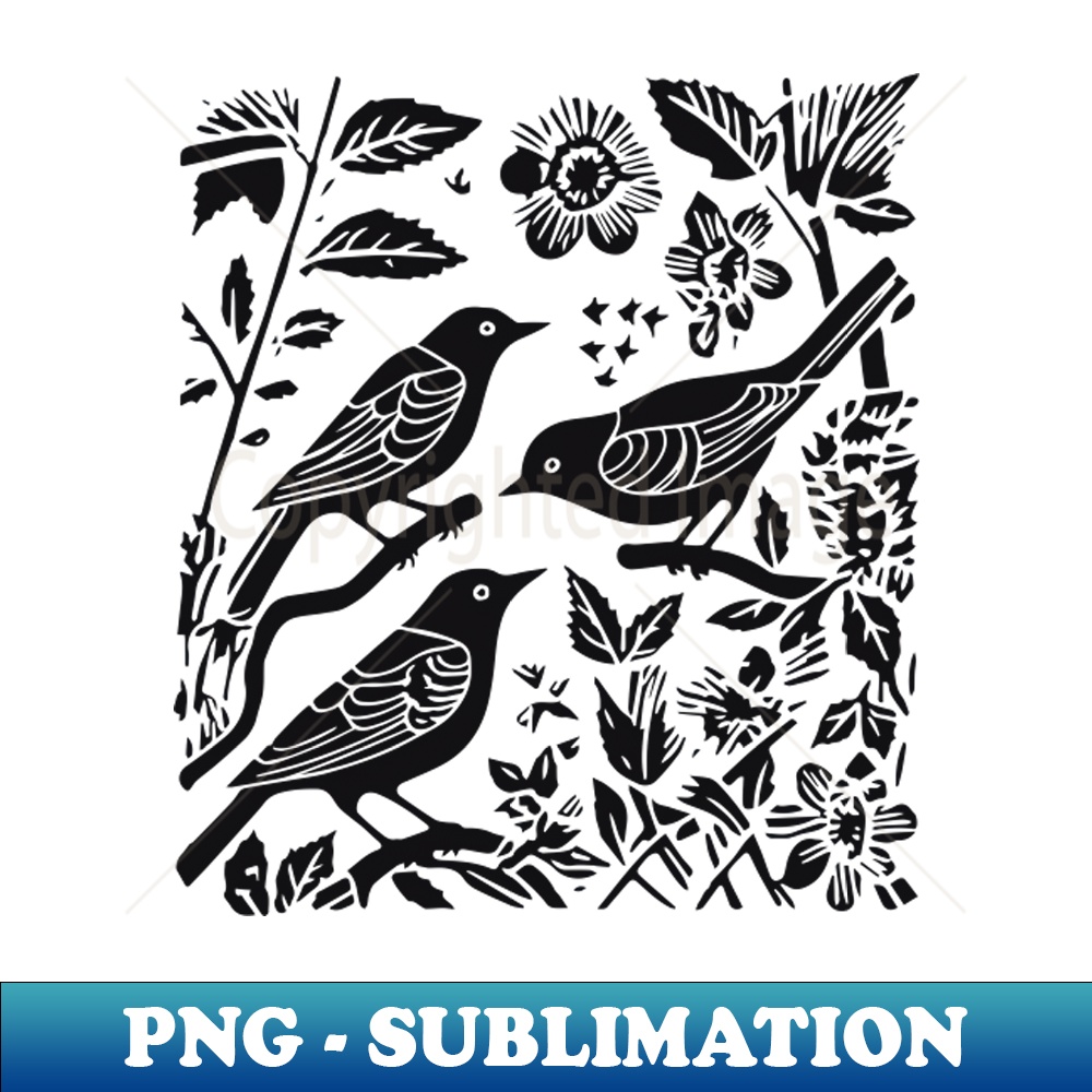 Lino Cut Birds - Exclusive Sublimation Digital File - Transf | Inspire ...